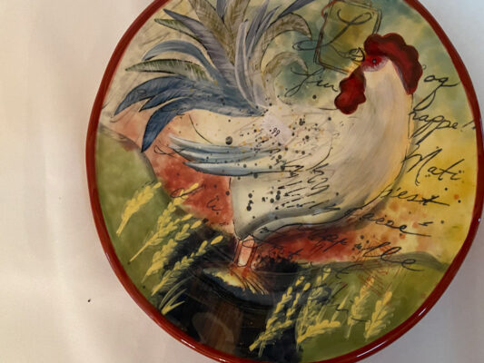 Susan Winget Le Rooster White Rooster Salad Dessert Plate